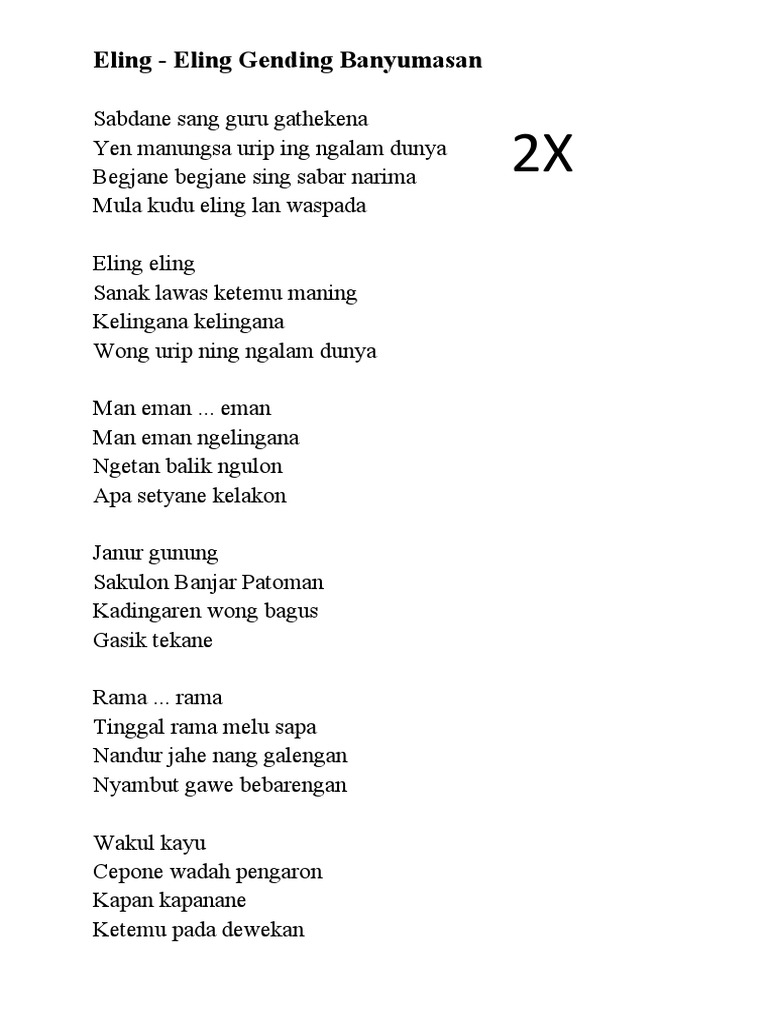 Lirik Lagu Eling - Gending Banyumasan | PDF | Puisi