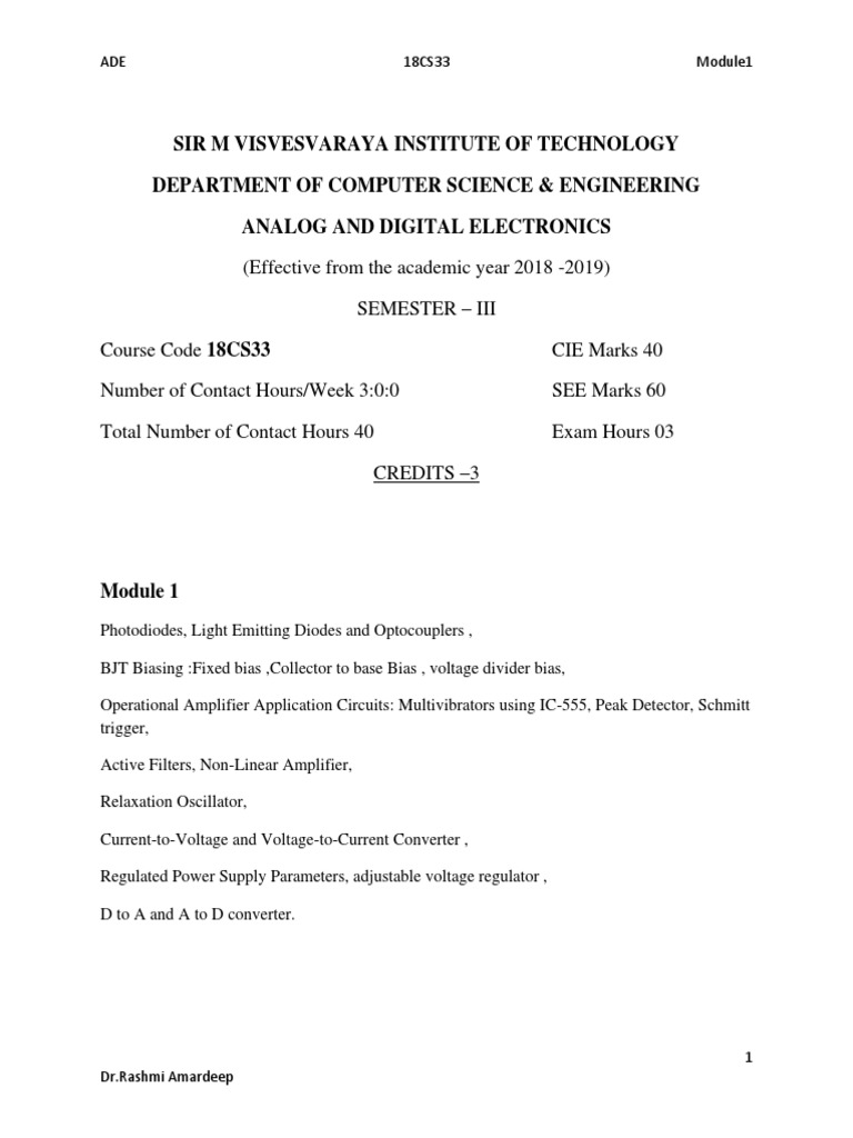 Module 1 - Ade | PDF | Bipolar Junction Transistor | Light Emitting Diode