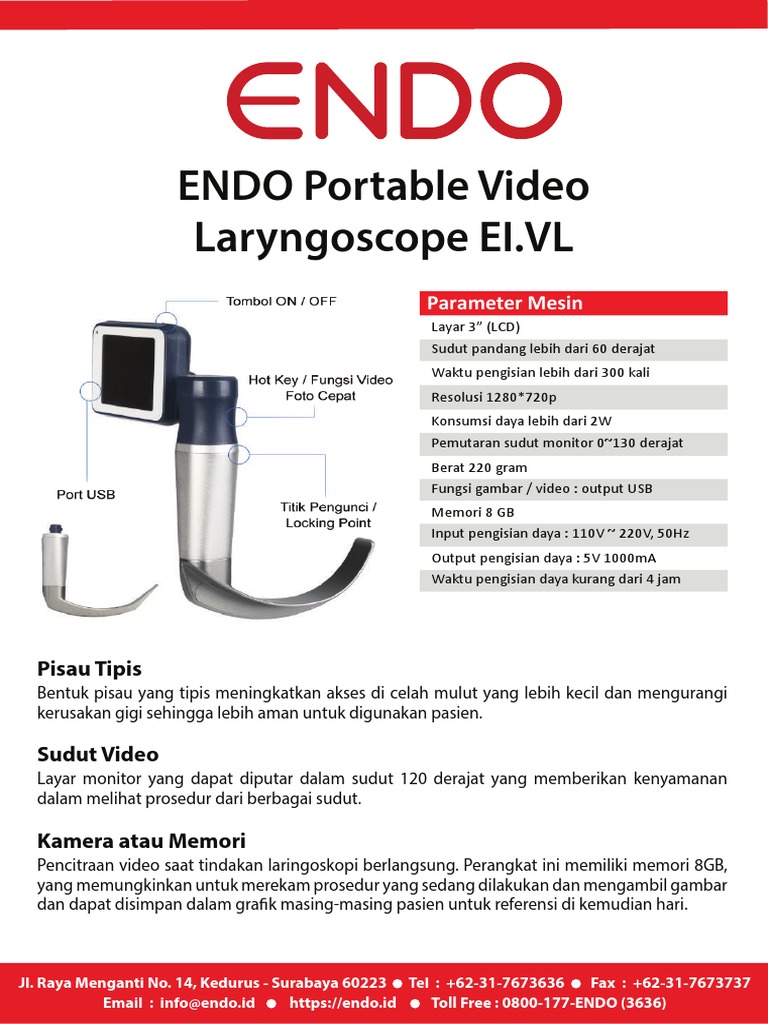 Endo, EI - VL, Portable Video Laryngoscope | PDF