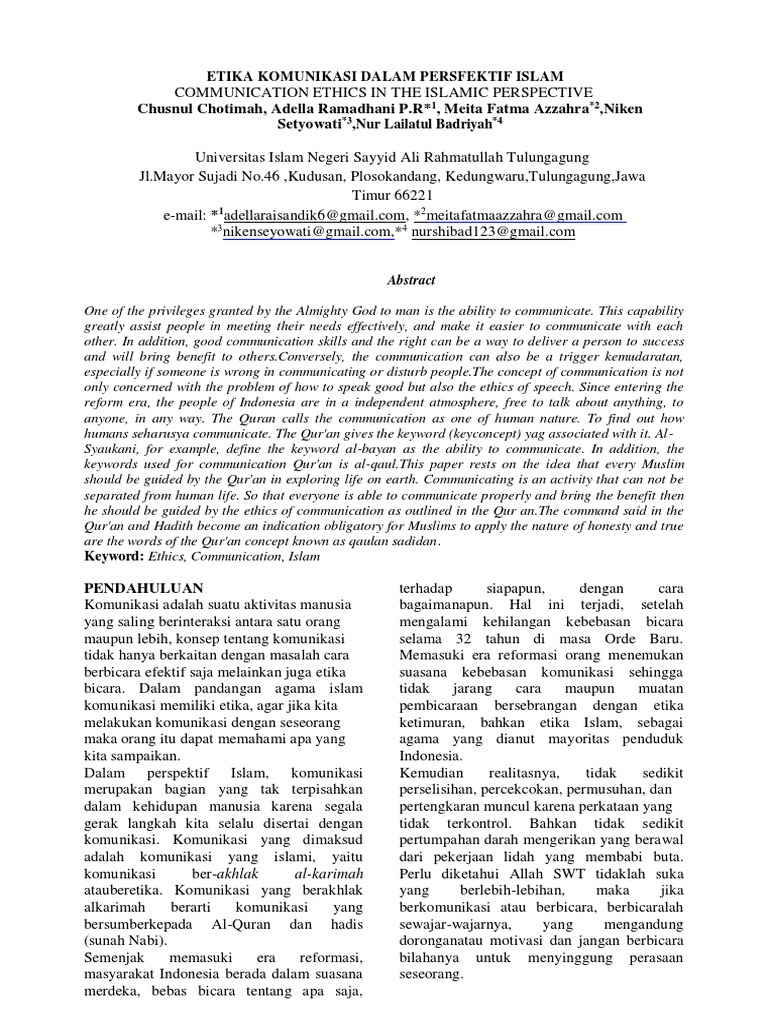 Communication Ethics in the Islamic Perspective: Guidance from the Qur ...