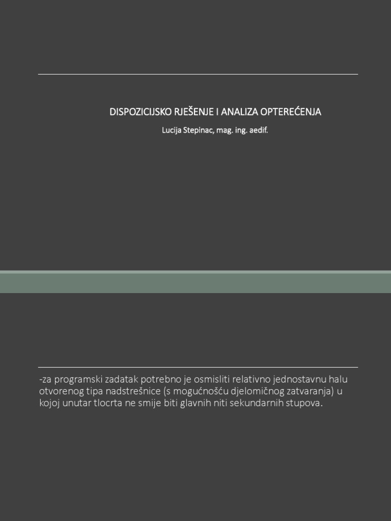NK2 - 20200325 - Dispozicijsko Rješenje I Analiza Opterećenja | PDF