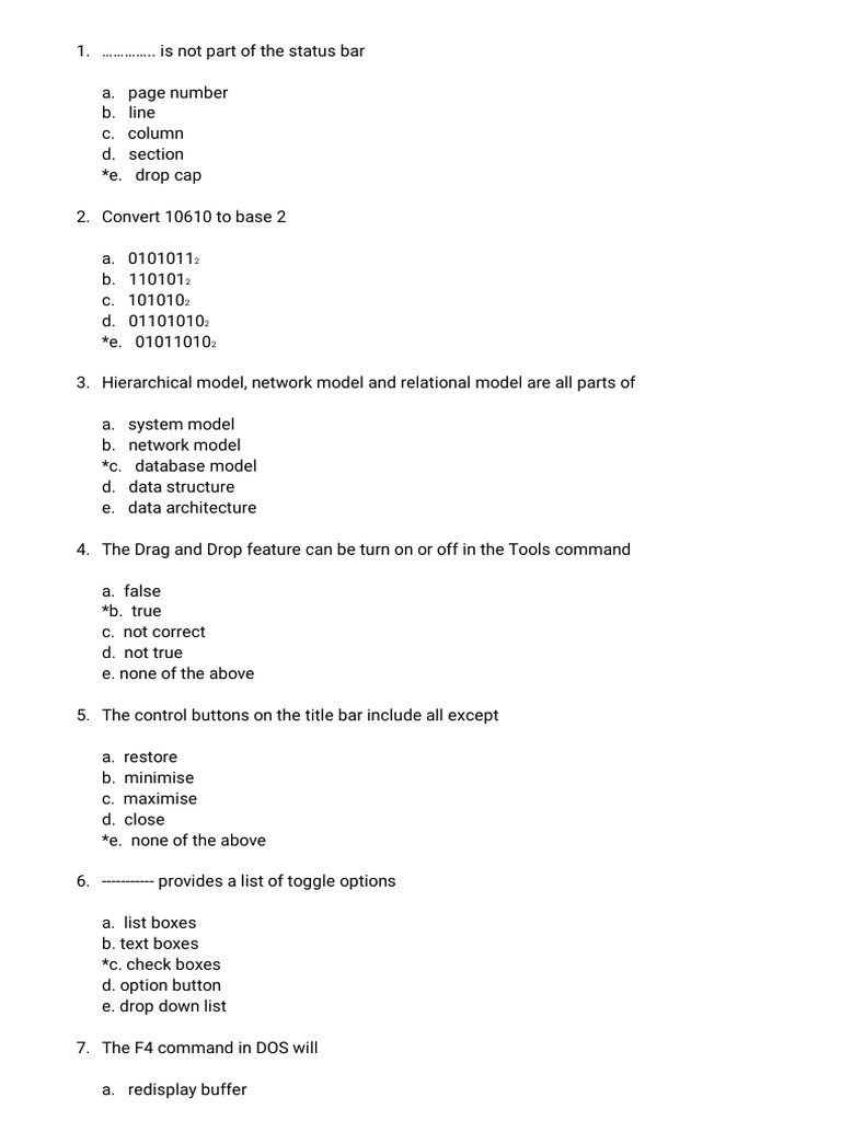 GES 101 Questions1 | PDF | Microsoft Excel | Printer (Computing)