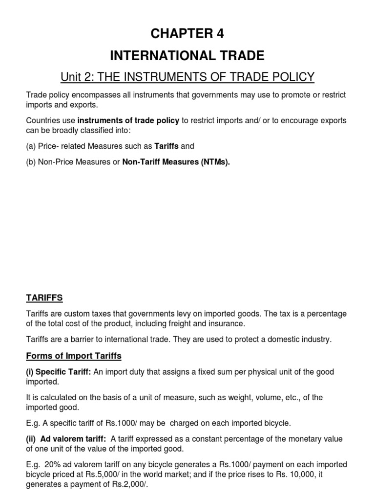 Chapter 4 (Economic) | PDF | Tariff | Dumping (Pricing Policy)
