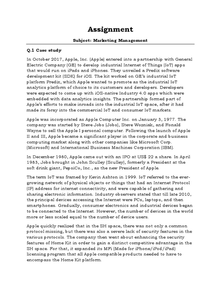 Assignment: Subject: Marketing Management Q.1 Case Study | PDF | Apple Inc. | Ios