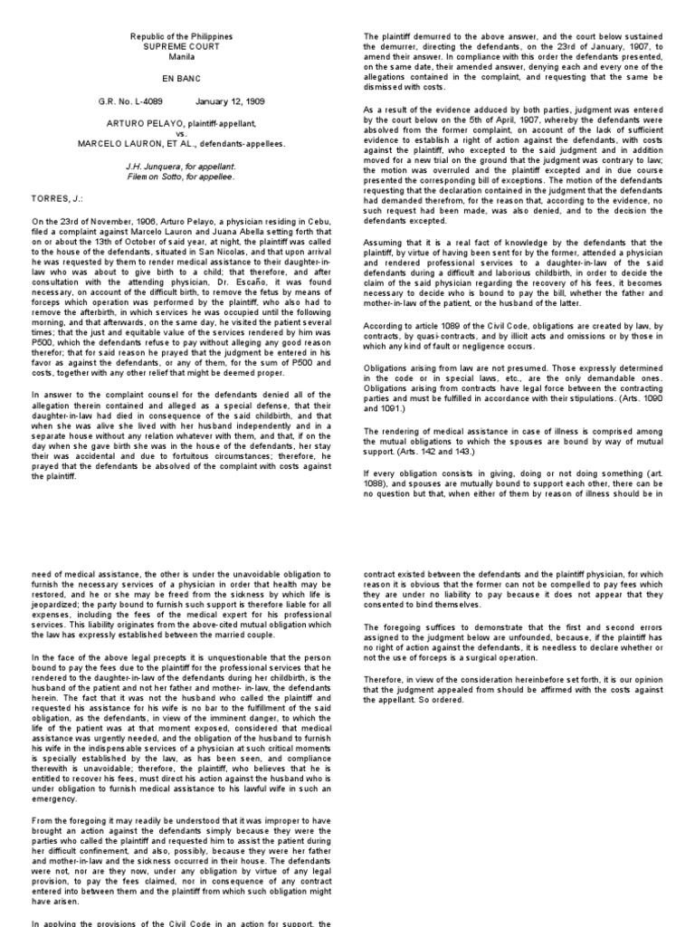 Article 1158 - Pelayo vs. Lauron | PDF | Demurrer | Common Law