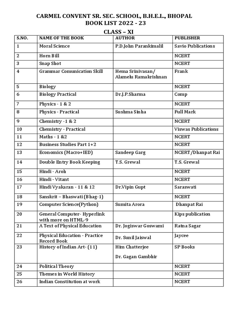 11 Book List | PDF