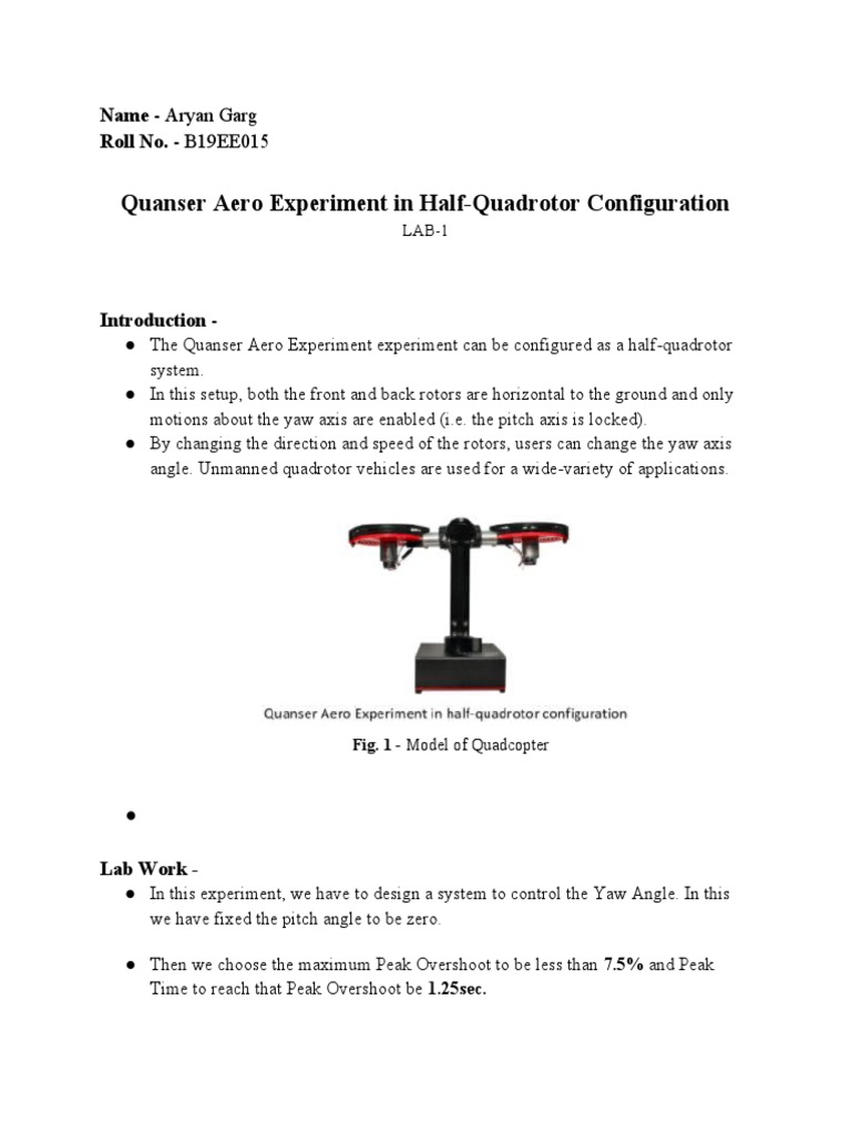 Quanser Aero Half-Quadrotor Yaw Control | PDF | Science & Mathematics ...