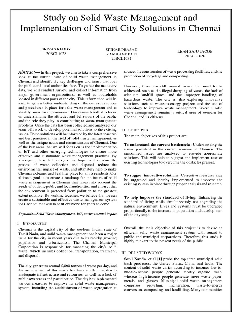 Study On Solid Waste Management and Implementation of Smart City ...