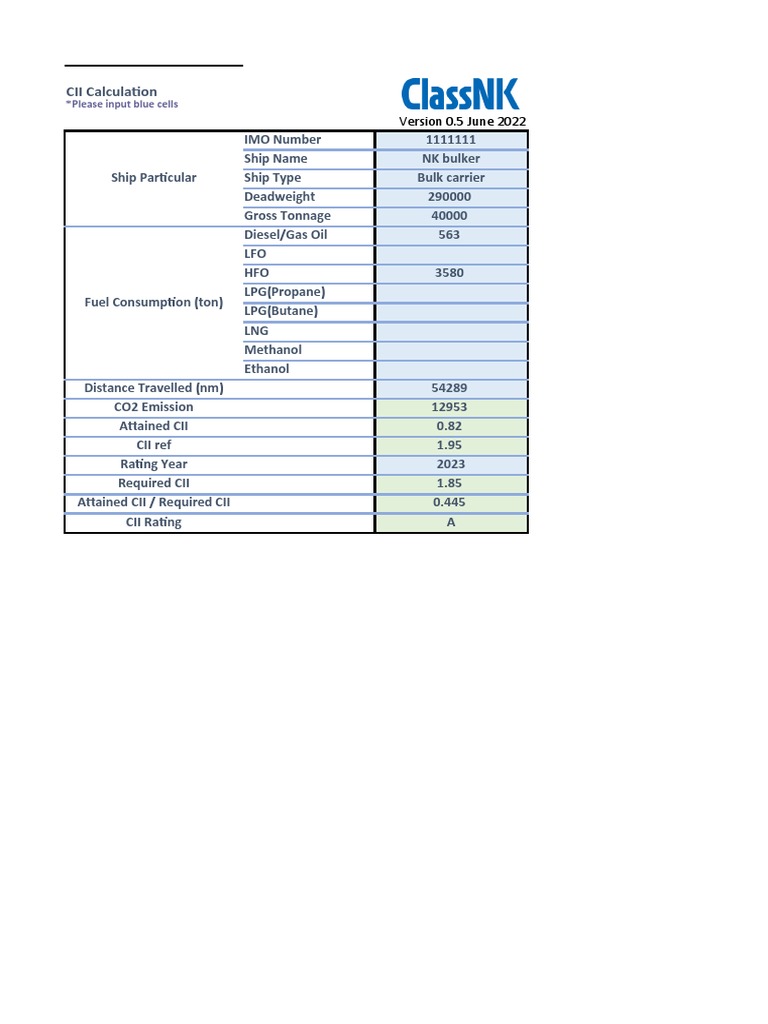 ClassNK CII Calculation Ver05 | PDF