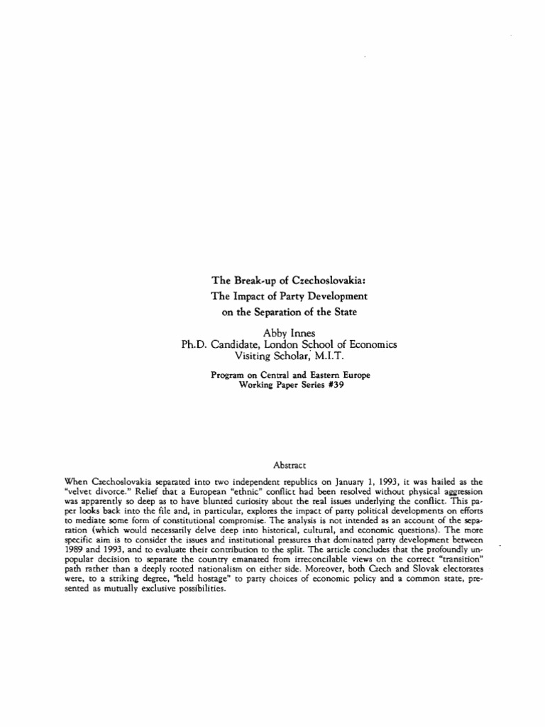 Czechoslovakia's Velvet Divorce Explained | PDF | Czechoslovakia | Slovakia