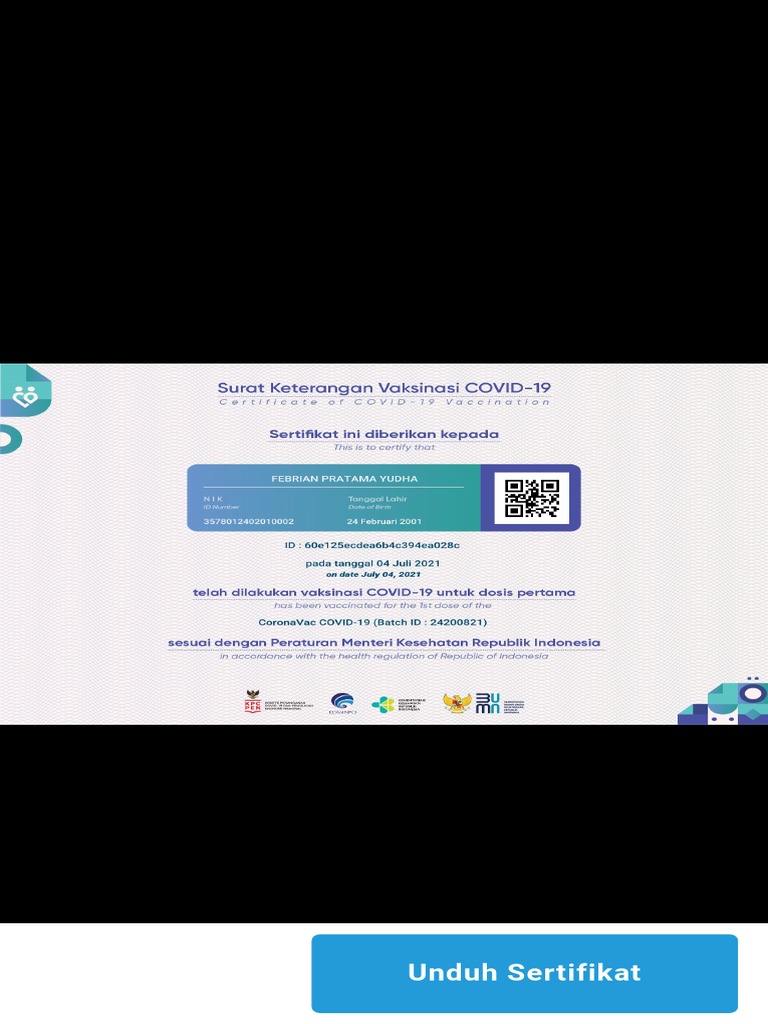 Sertifikat Vaksin Pedulilindungi Pdf