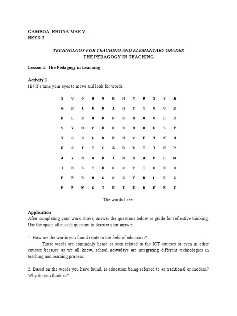 Module 4 Activities | PDF | Lesson Plan | Learning