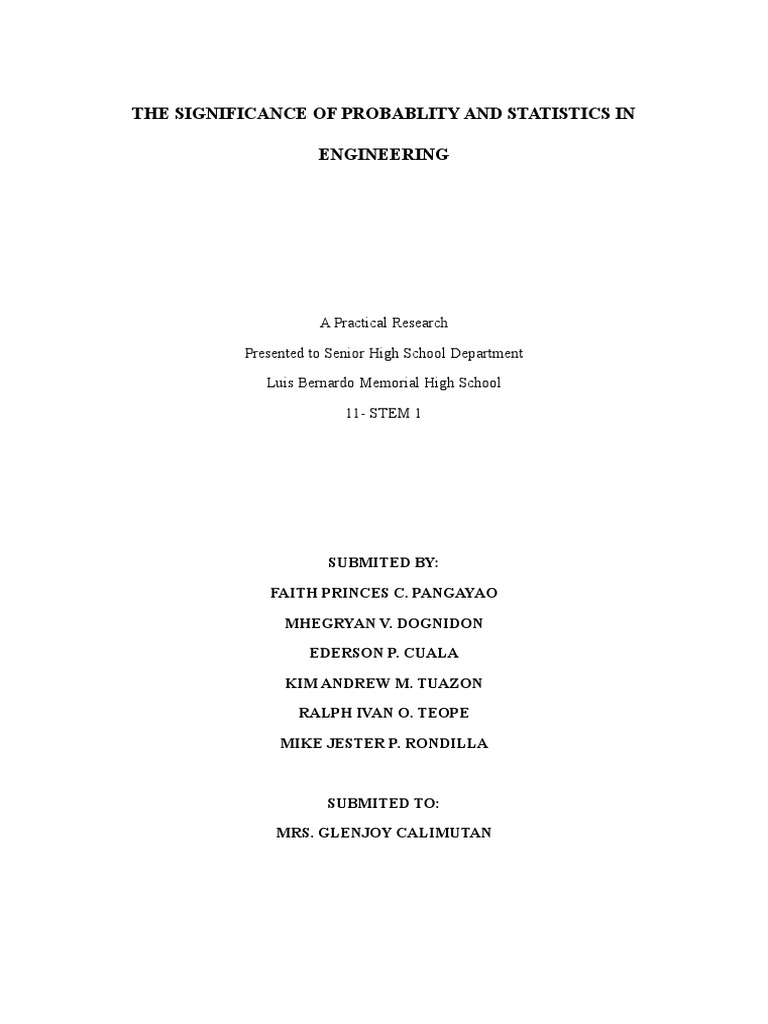 significance of statistics and probability in engineering | PDF ...