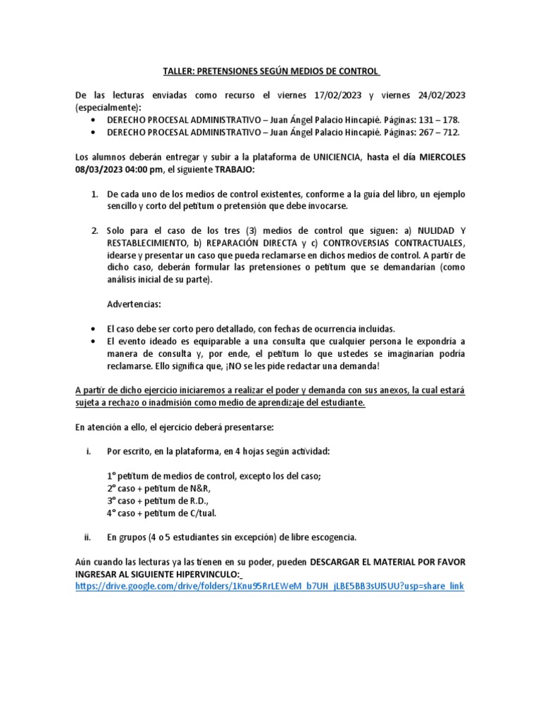 Pretensiones Según Medios de Control | PDF