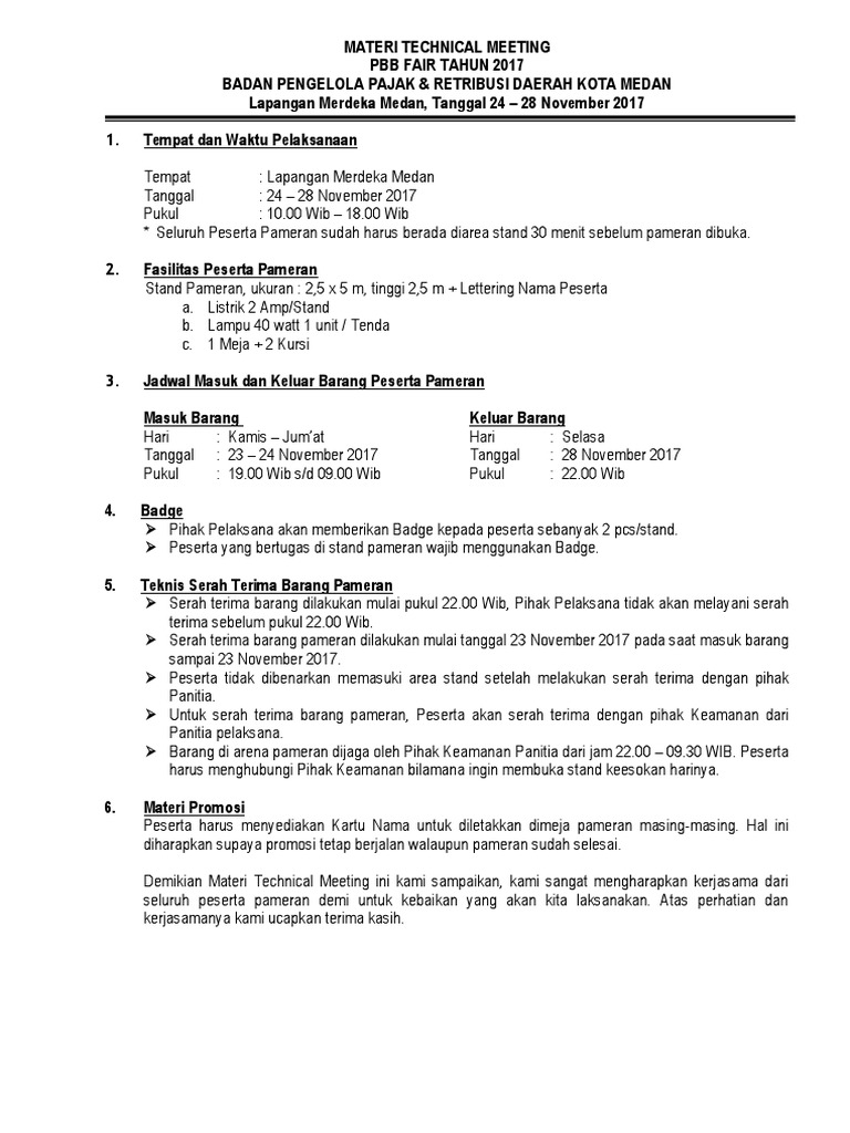 Materi Tech. Meeting | PDF