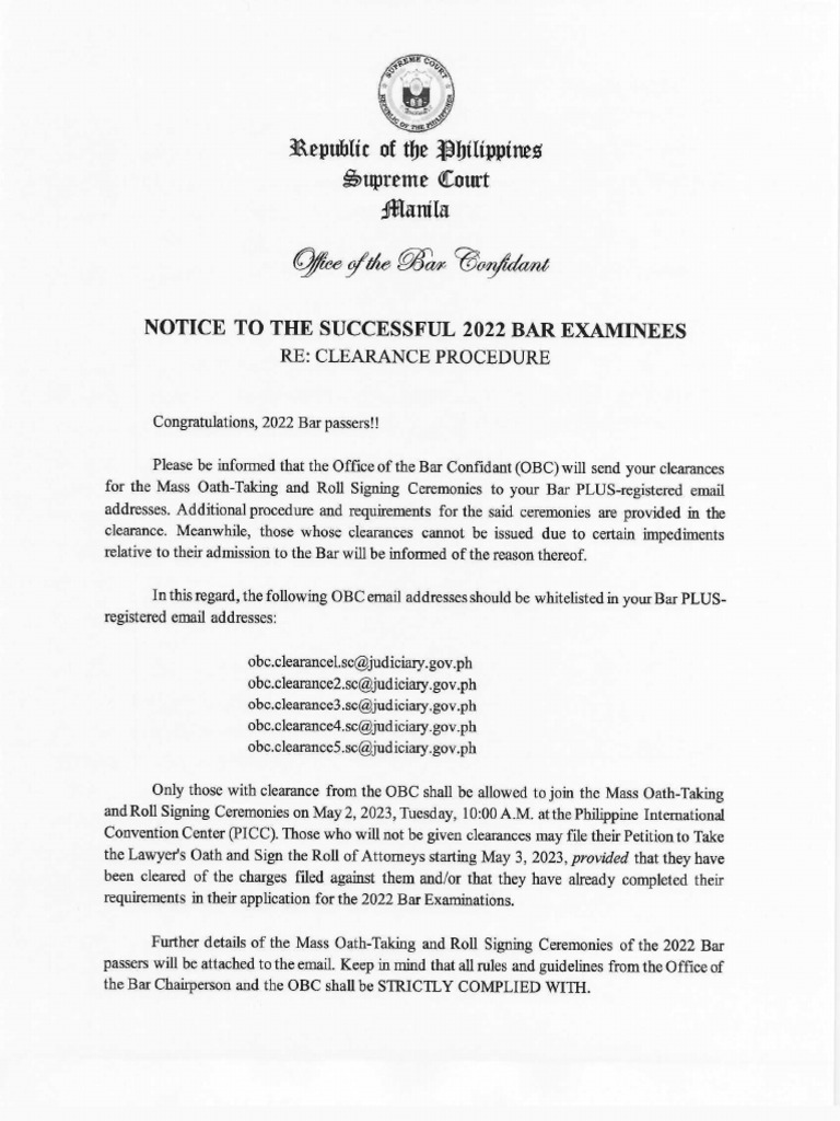 Bar Passers Clearance Procedure | PDF Bar Passers Clearance Procedure | PDF
