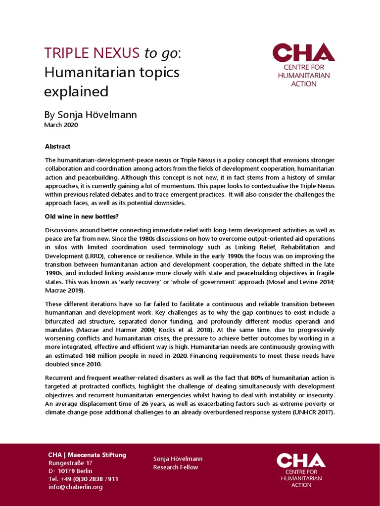 Humanitarian Topics Explained: Triple Nexus | PDF