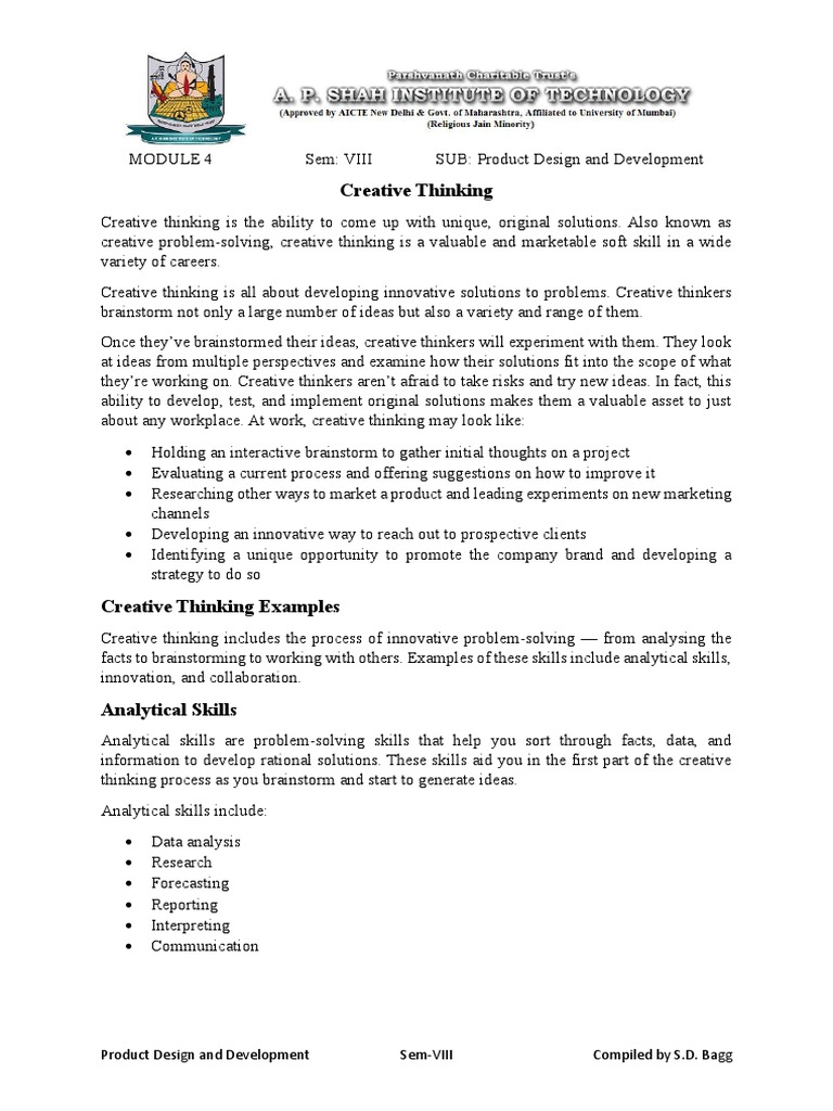 Creative Thinking | PDF | Creativity | Thought