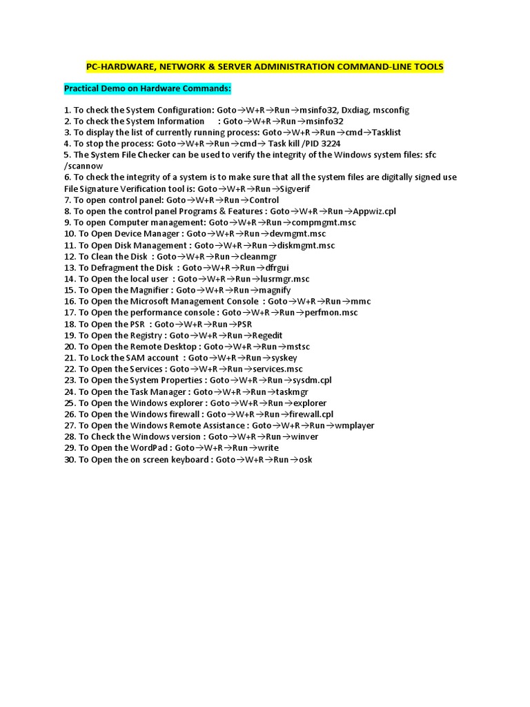PC-Hardware & Networking Troubleshooting Commands | PDF | Computers