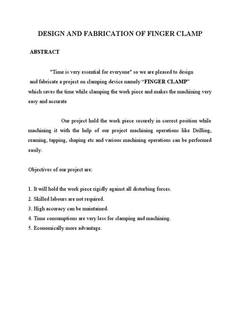 DCP288 Design and Fabrication of Finger Clamp | PDF
