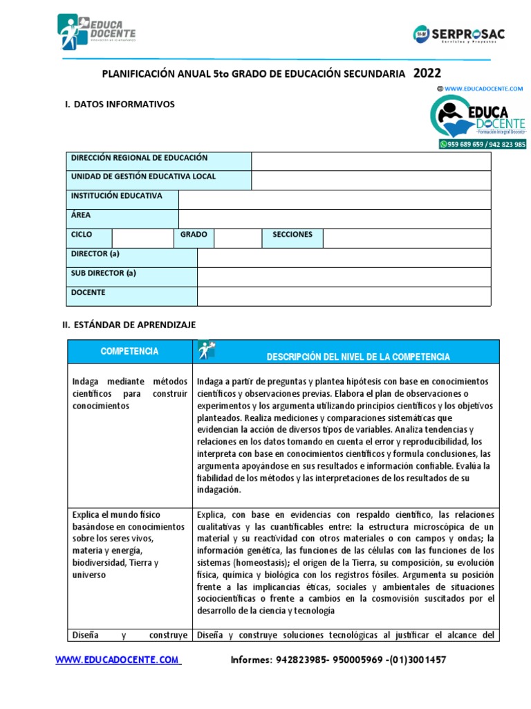 Plan Anual 5to CyT | PDF | Evaluación | Aprendizaje