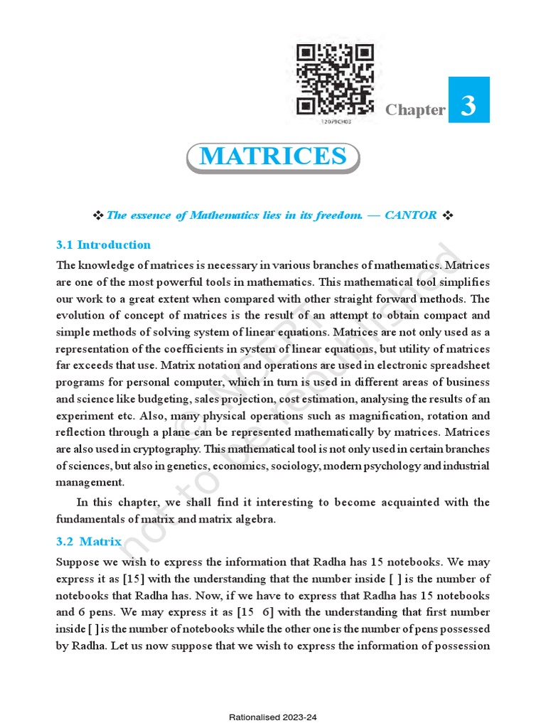 Lemh 103 | PDF | Matrix (Mathematics) | Multiplication