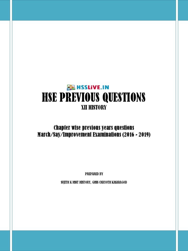 Hsslive-Xii History Previous Questions | PDF