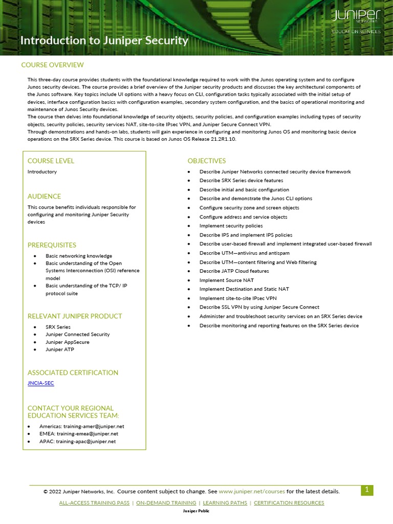 Introduction To Juniper Security (IJSEC) | PDF | Virtual Private Network | Information And ...