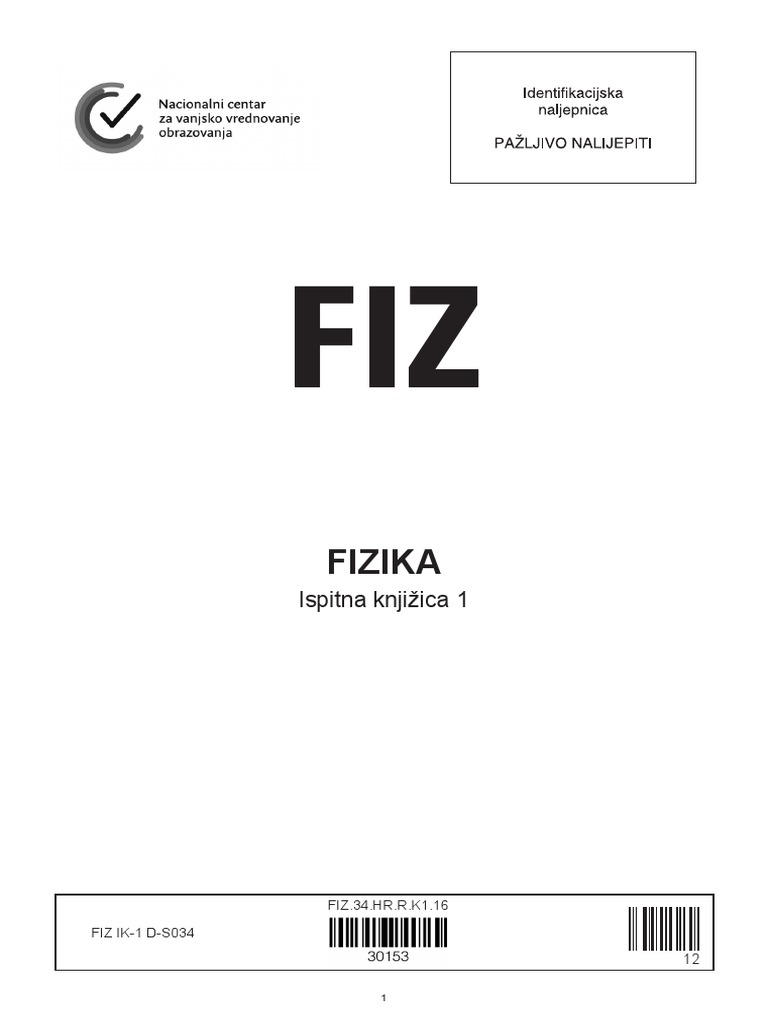 FIZ18jesen Zadatci 1. I 2. Knjizica | PDF