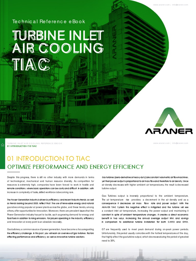 ARANER - Turbine Inlet Air Cooling Reference Ebook | PDF | Gas Turbine | Continuum Mechanics