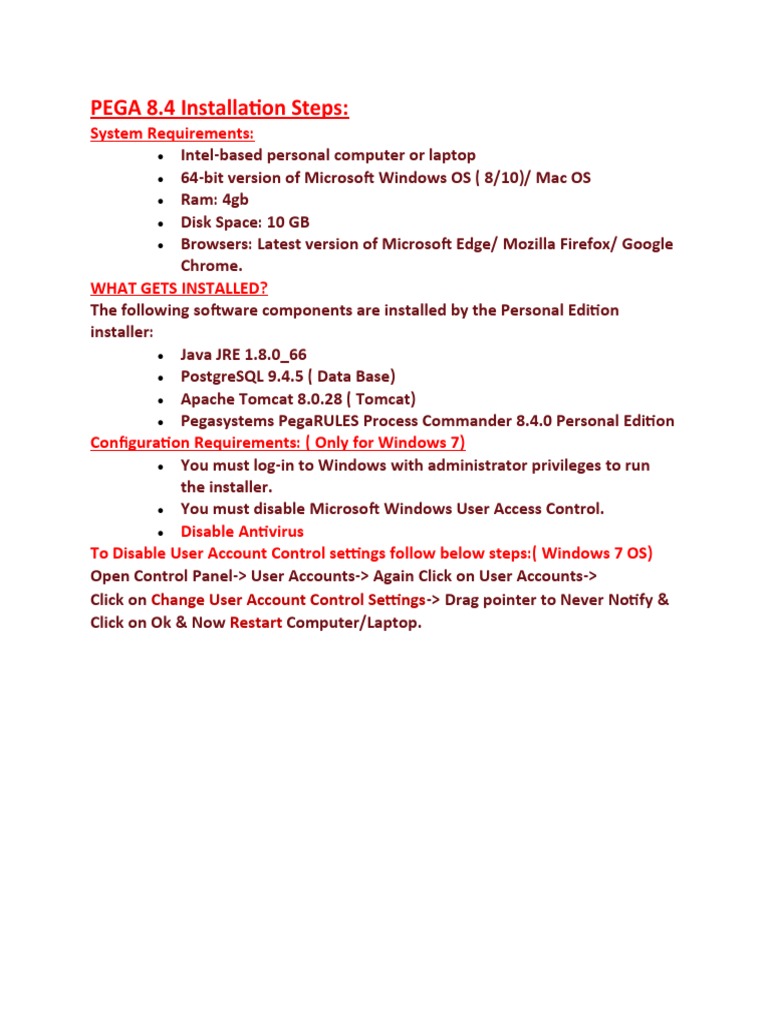 Pega 8.4 Personal Edition Installation Guide | PDF | Installation (Computer Programs ...