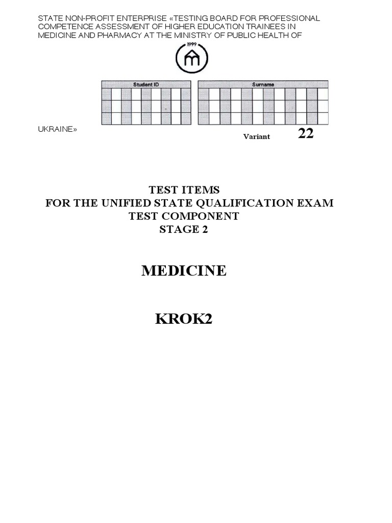 Medicine Krok2: Test Items For The Unified State Qualification Exam ...