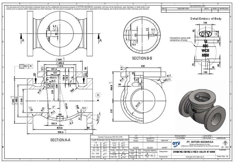 Drawing Rough Body Swing Check Valve DN 400 Class 600 (16''-600#) | PDF