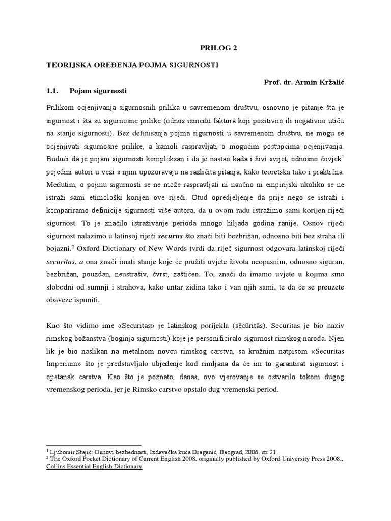 Teorijsko Određenje Pojma Sigurnosti | PDF