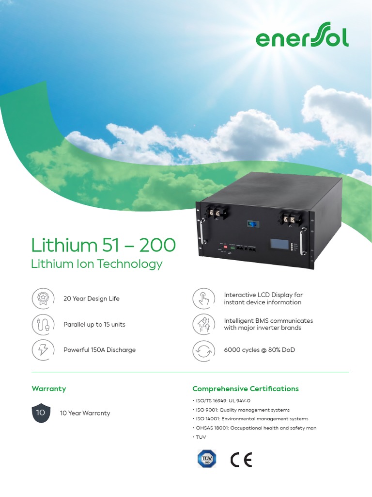 Enersol Lithium 200 | PDF | Electricity | Electrical Engineering