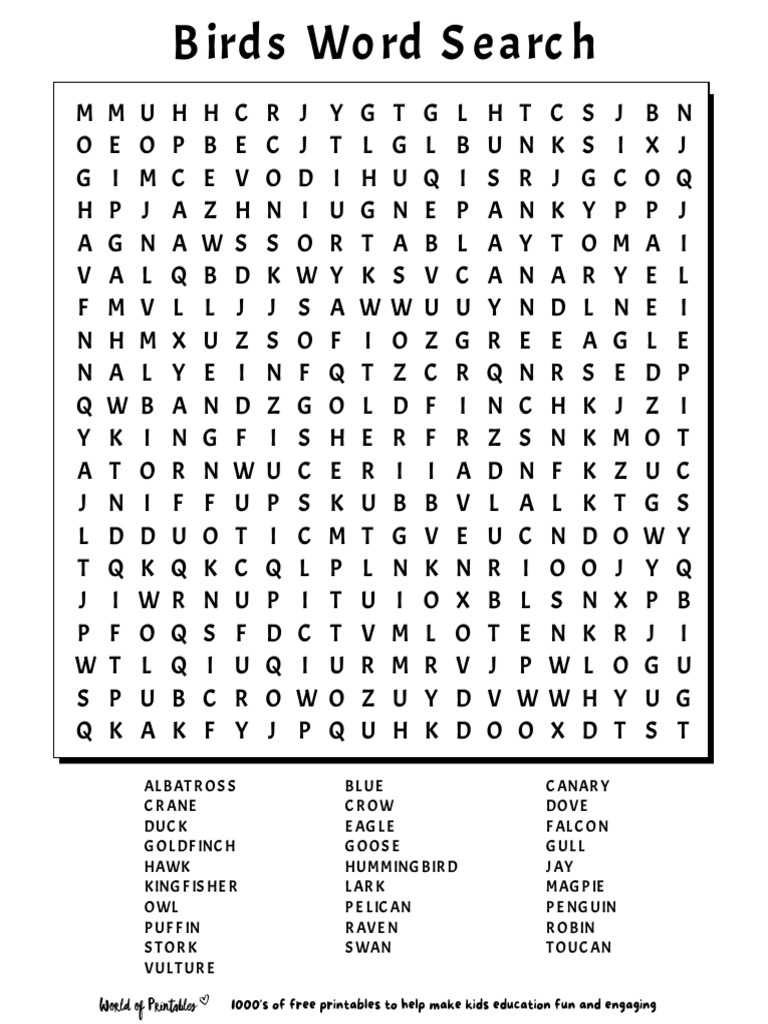 Birds Word Search | PDF