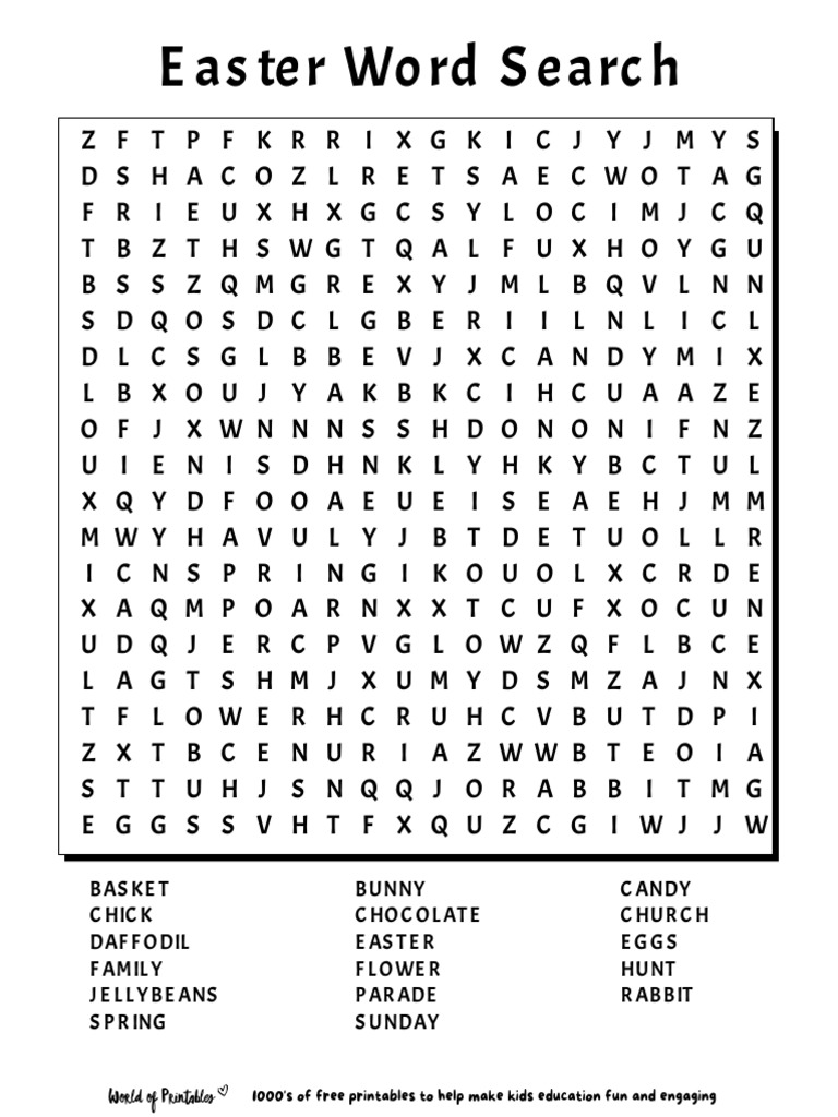 Easter Word Search Puzzle Printable | PDF