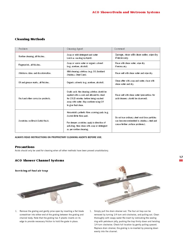 ACO Shower and Wetroom Drainage Systems Installation | PDF | Shower ...