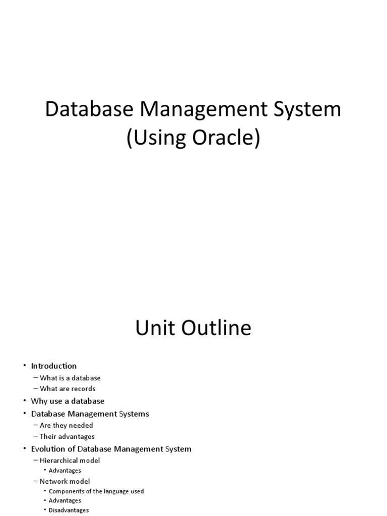 Database Management System Using Oracle Pdf