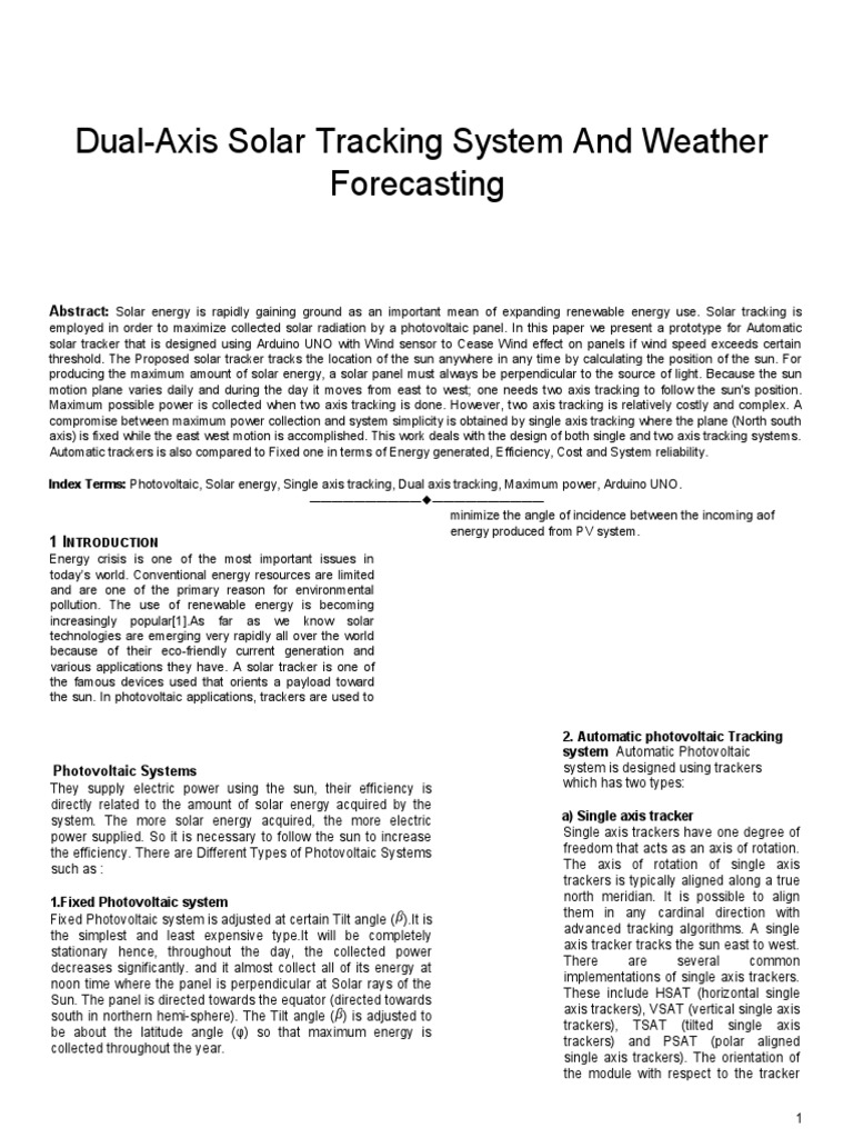 Base Paper of Dual-axis-Solar-Tracking-System | PDF | Physical Sciences ...