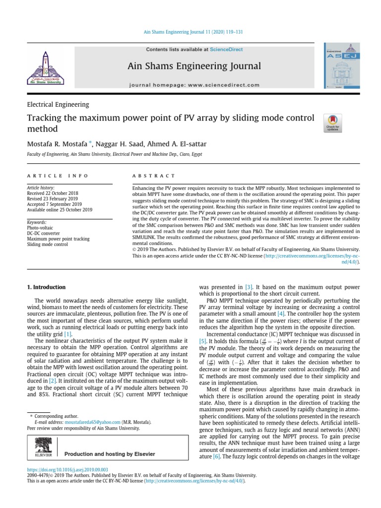 Tracking The Maximum Power Point of PV Array by Sliding Mode Control | PDF | Computer ...