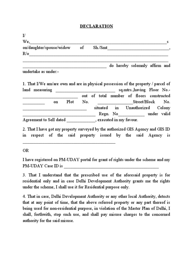 Self Declaration | PDF | Mortgage Law | Property