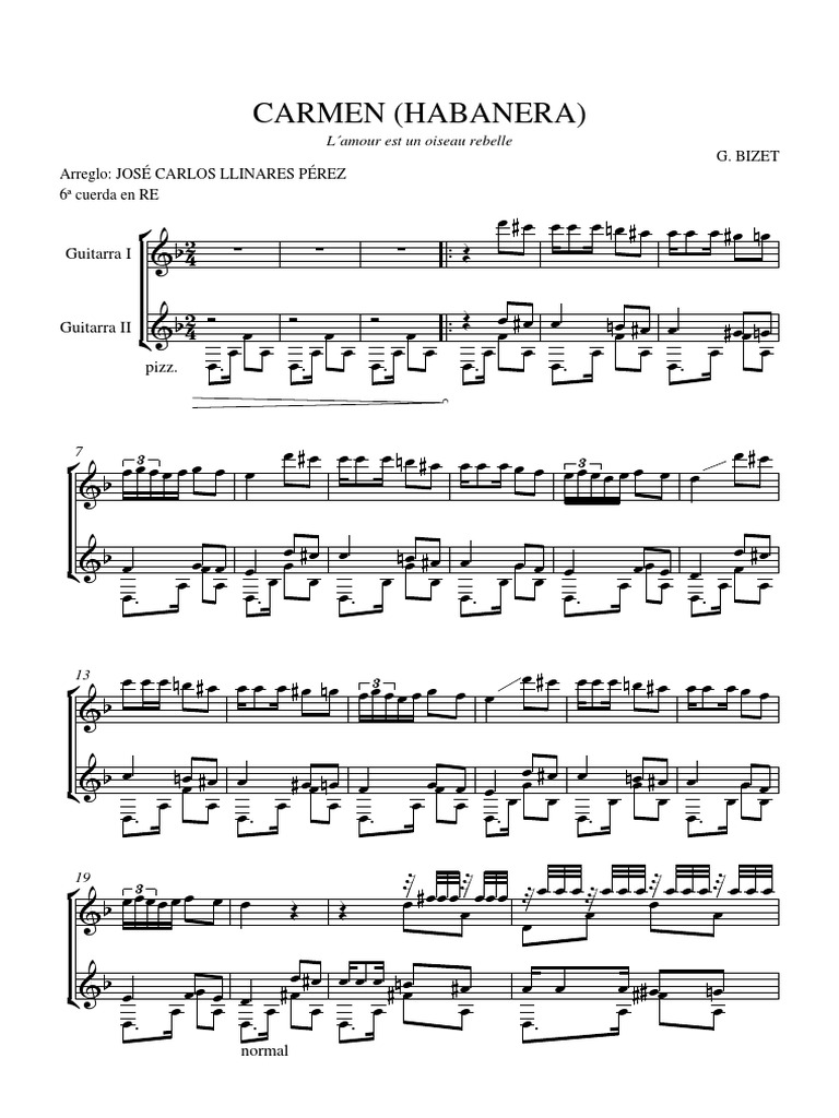 Carmen (Habanera) - Bizet (Guitar Duo) | PDF