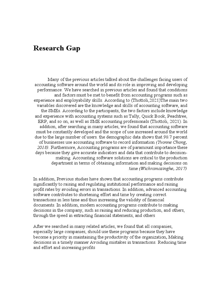 Research Gap | PDF | Accounting | Small And Medium Sized Enterprises