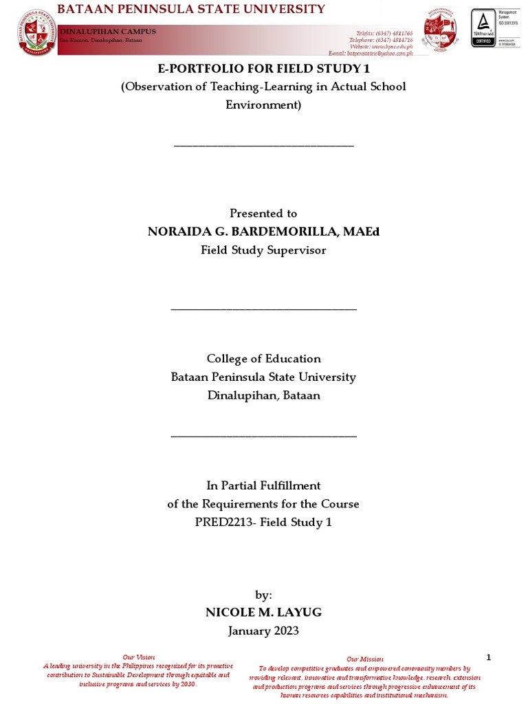 E-Portfolio in FS 2 | PDF | Learning | Classroom