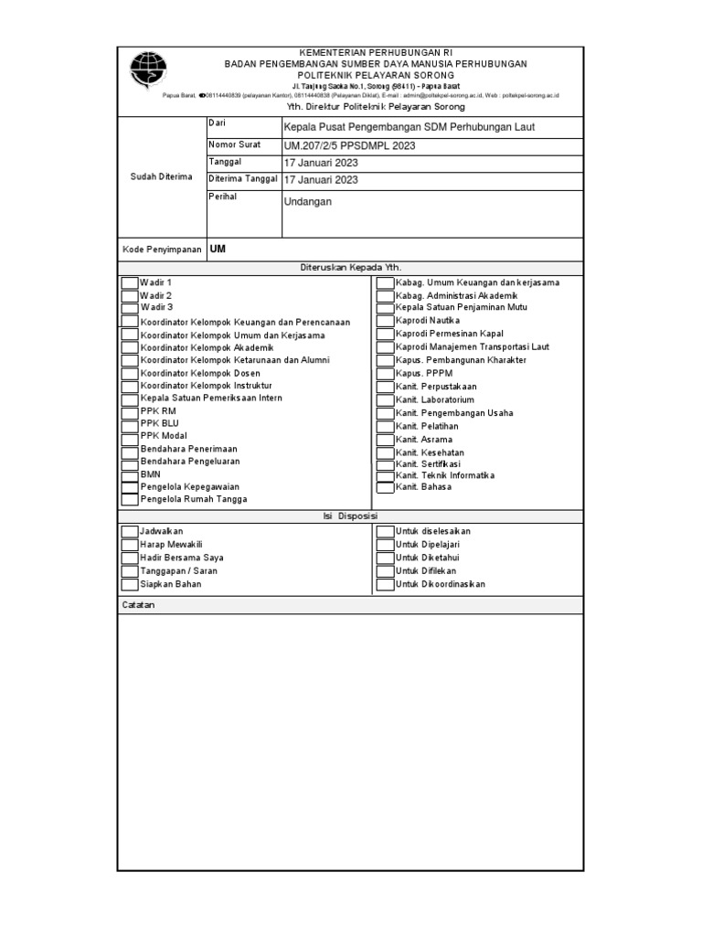 LEMBAR TAKAH-Undangan Pembahasan Saldo Awal BLU TA.2023 | PDF
