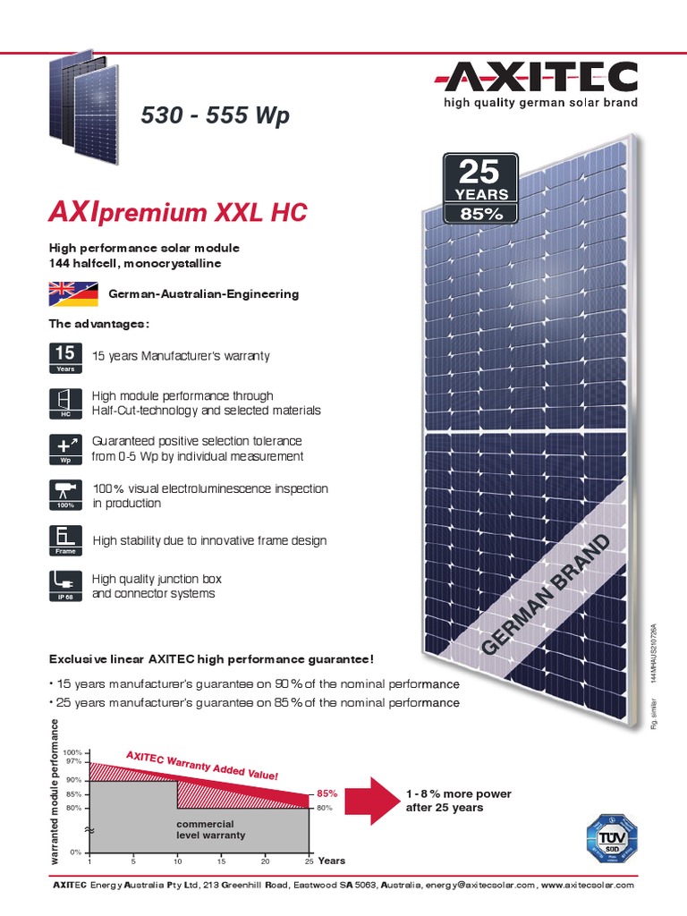 AXITEC 550 WP Modules Datasheet | PDF | Solar Panel | Electricity