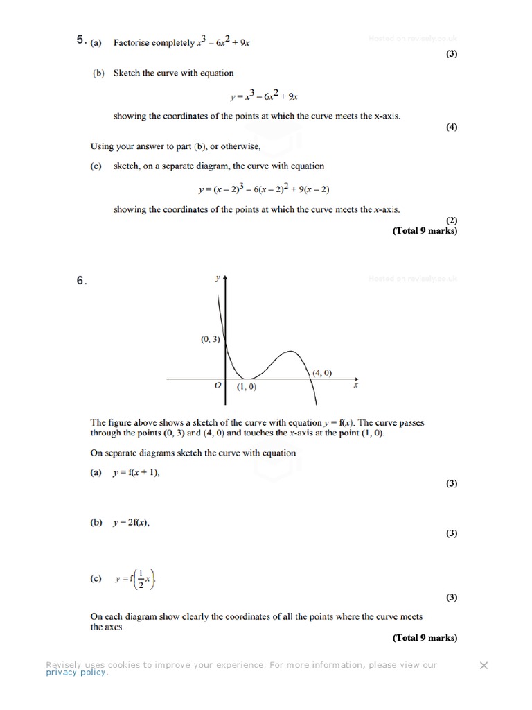 A Level Maths Algebra And Functions Graphs And Transformations