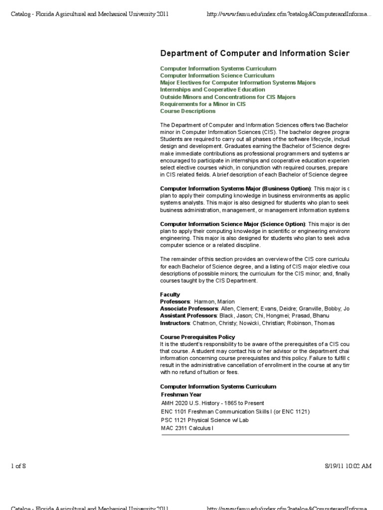 FAMU Computer Info Sys Course Des. | PDF | Computer Programming ...