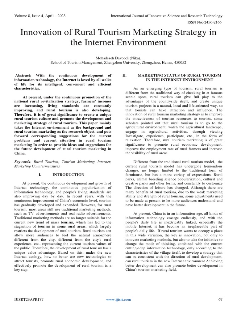 Rural Tourism Marketing Innovation | PDF | Marketing | Tourism